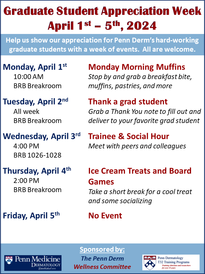 Graduate Student Appreciation Week 2024 - Penn Dermatology Training